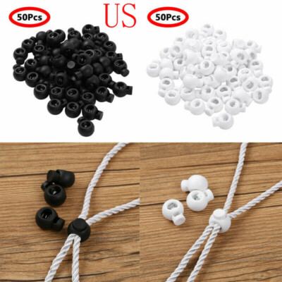 100 Toggle Single Hole Spring Loaded Elastic Drawstring Rope Cord Locks ...