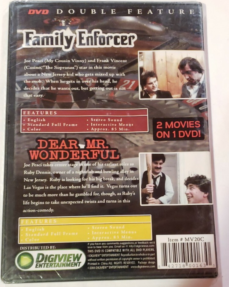 Family Enforcer & Dear Mr. Wonderful (DVD) Joe Pesci Double Feature | eBay
