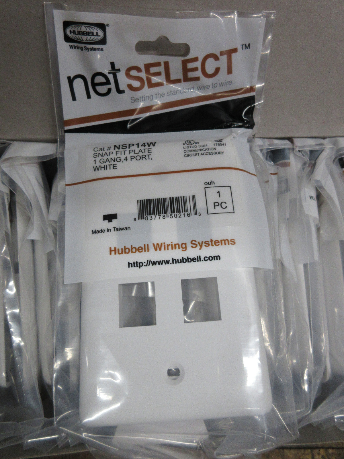 Hubble NSP14W Netselect White, 1 Gang, 4 Port Face Plate | eBay
