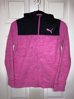 Puma Zip Up Sweatshirt Hoodie Youth 14/16 pink/black girls | eBay