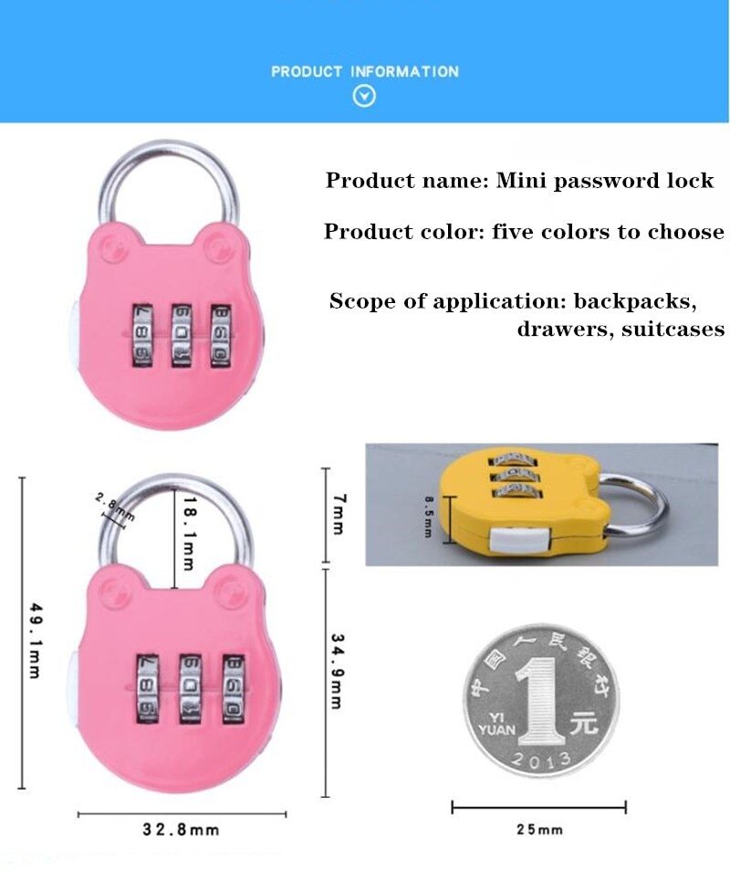 Travel Luggage Digit Number Code Lock Combination Padlock Safe Lock for ...