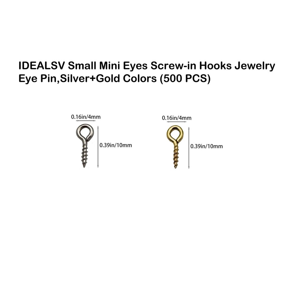 IDEALSV Small Mini Eyes Screw-in Hooks Jewelry Eye 500pcs, Gold+Silver ...