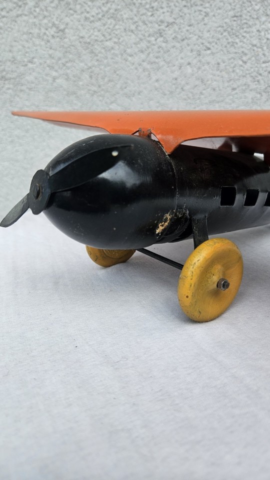 Reproduction Airplane Pressed Steel Toy 18” Wing Span Vintage Tin Toy ...