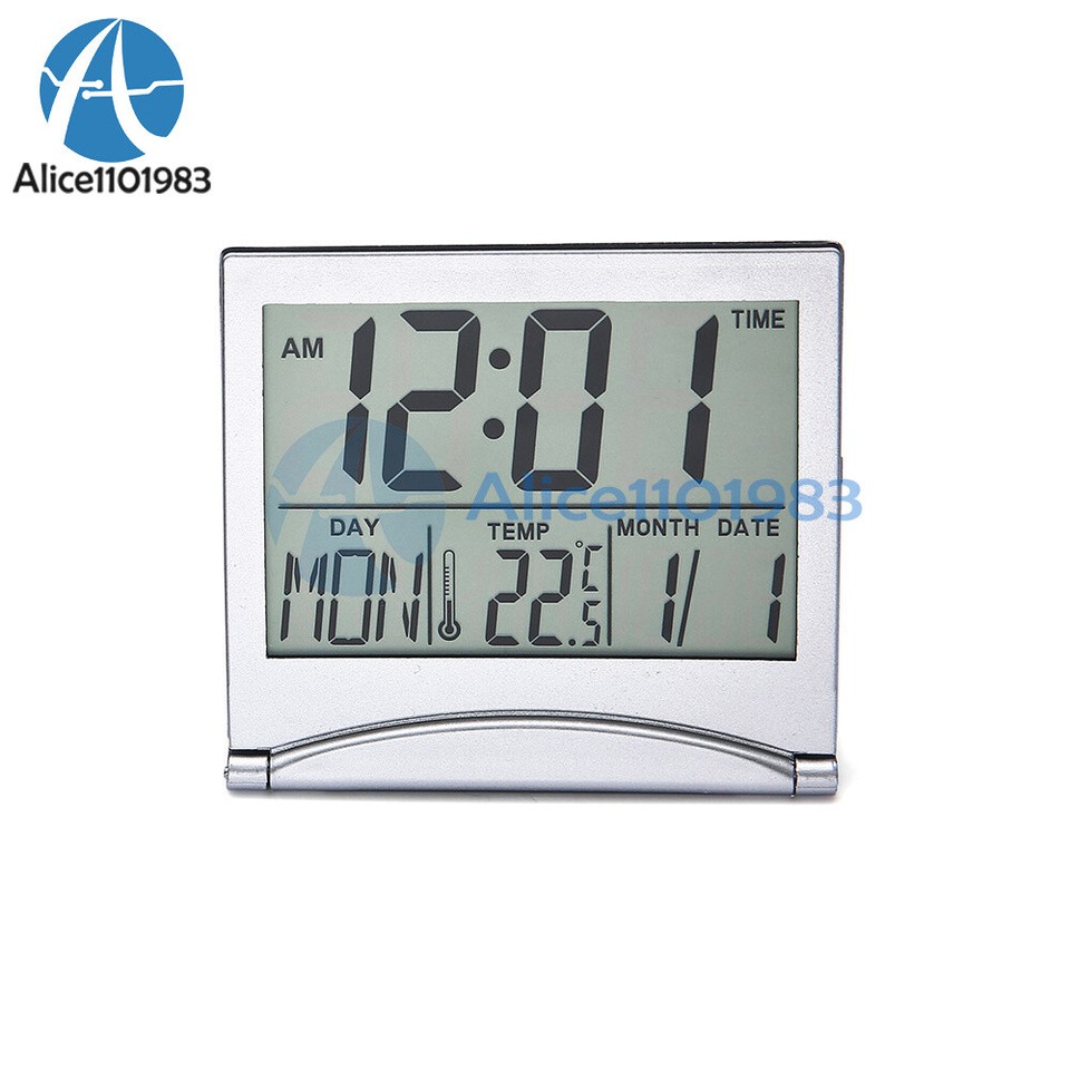 Digital Deck Clock Foldable Calendar Temperature Timer Alarm Clock LCD ...