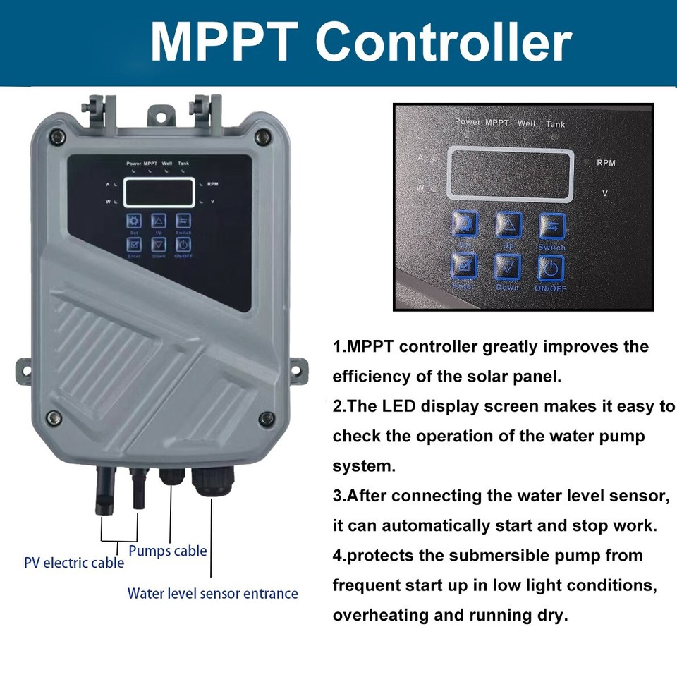 4" 600W Solar Pump Submersible Pump Bore Deep Well Pump+MPPT Controller ...