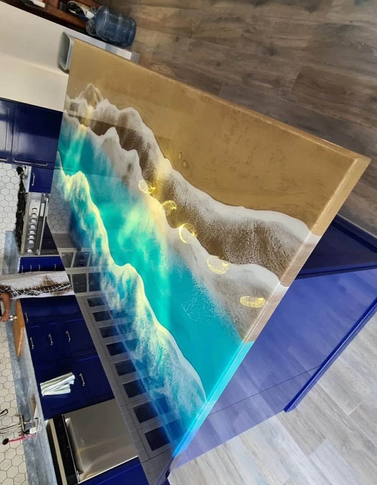 36"x24" Ocean Epoxy Slab, Kitchen Counter Slab Top, Luxury Interior ...