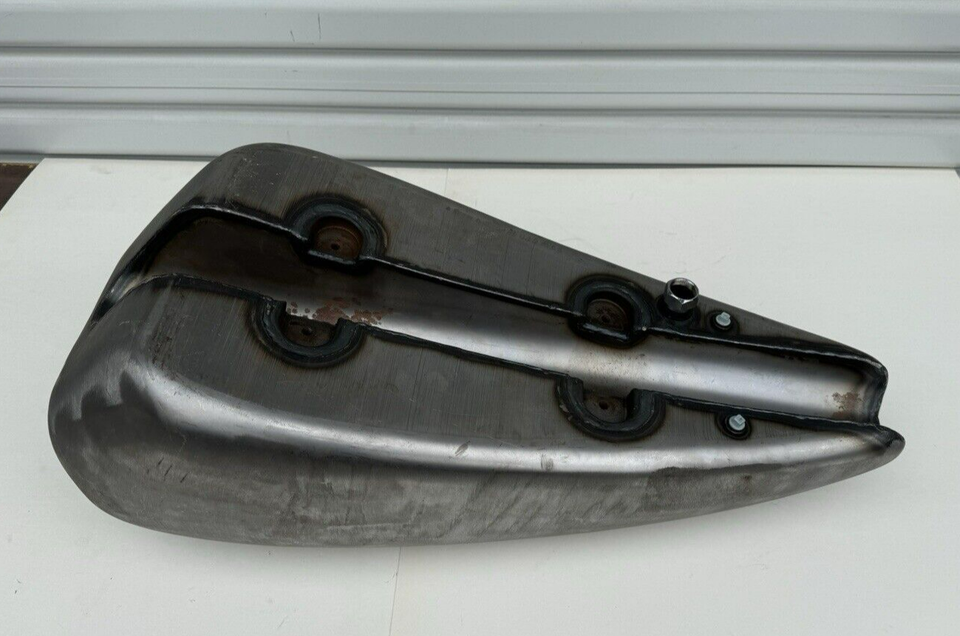 Kraft Tech Custom Stretched Raw Steel Gas Tank Harley Chopper w/ Cap ...