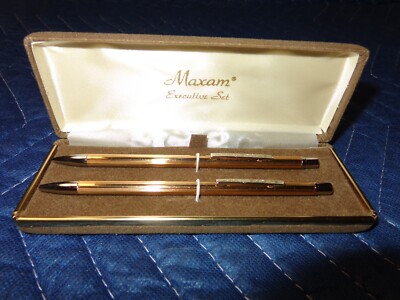 VINTAGE 2 PIECE MAXAM EXECUTIVE PEN AND PENCIL SET IN BOX GREAT ...