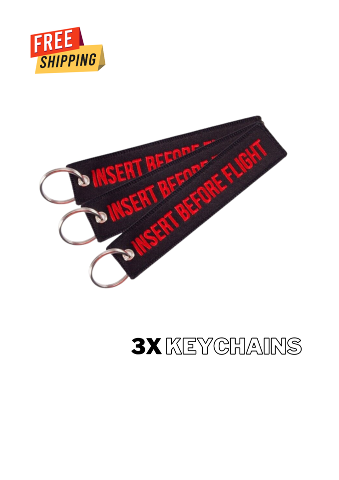 3X INSERT BEFORE FLIGHT BLACK LUGGAGE KEYCHAIN CREW TAG KEY RING | eBay