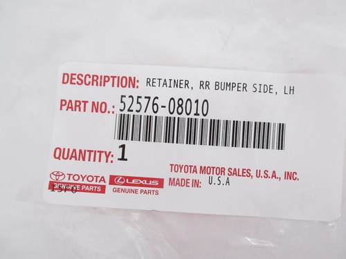 Genuine OEM Toyota 52576-08010 Left Rear Bumper Side Retainer 2011-2020 ...