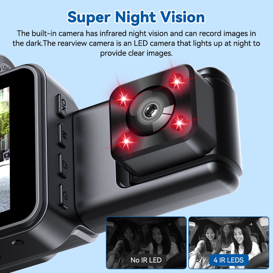 Dash Cam 1080P WiFi Car Camera 3CH Lens Night Vision G-Sensor DVR ...
