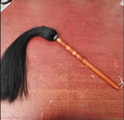Black Horse Tail Fly Whisk Swatter TV Prop Martial Arts Buddhist ...