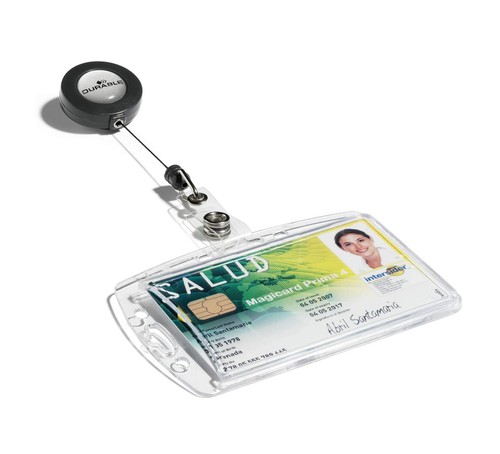 Durable Acrylic Security Pass Holder 54 x 86 mm with Badge Reel ...