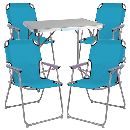 5 Tlg Gr 252 N Campingm 246 Bel Set Xl Tisch Mit Tragegriff Und Campingstuhl