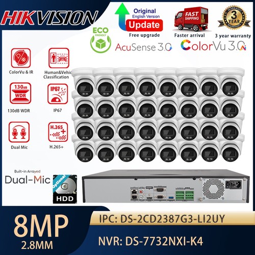 Hik CCTV Security System Kit 8MP POE ColorVu 3.0 IR IP Camera 32CH NVR ...
