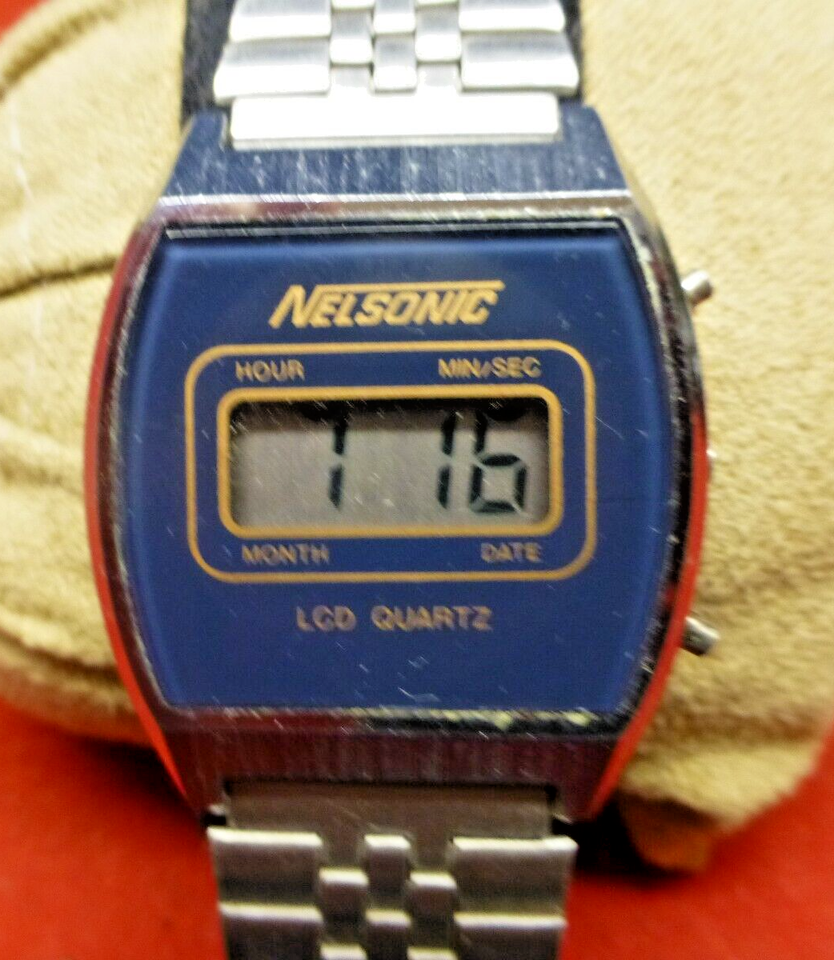 NELSONIC LCD DIGITAL MEN'S Wrist Watch M.Z. BERGER-U HONG KONG VINTAGE ...