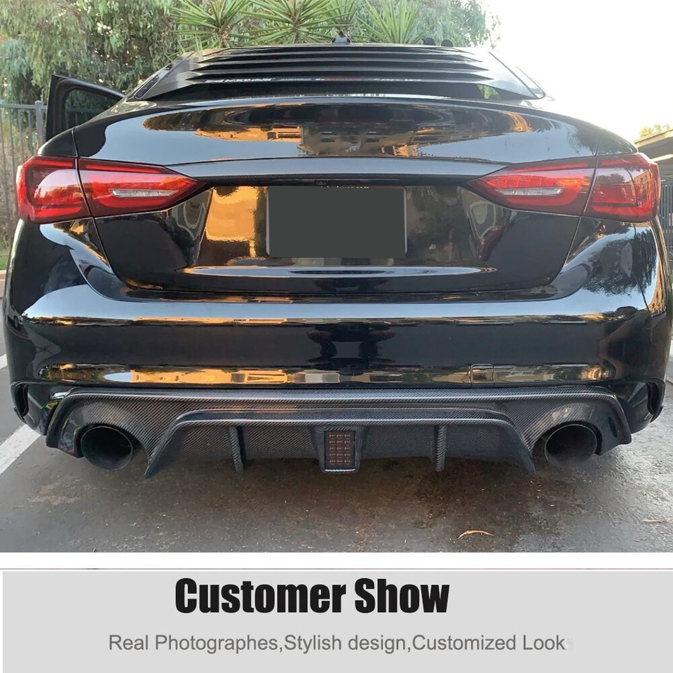 For Infiniti Q50 Q50S 2018-2023 Real Carbon Rear Bumper Lip Diffuser W ...