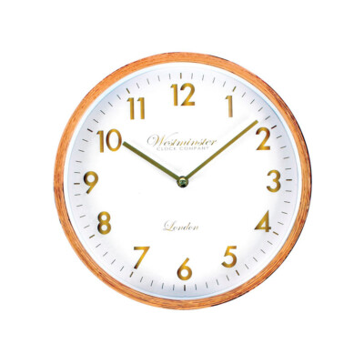 Maine & Crawford Brown Abra Wood Look 30cm Plastic Wall Analogue Clock ...
