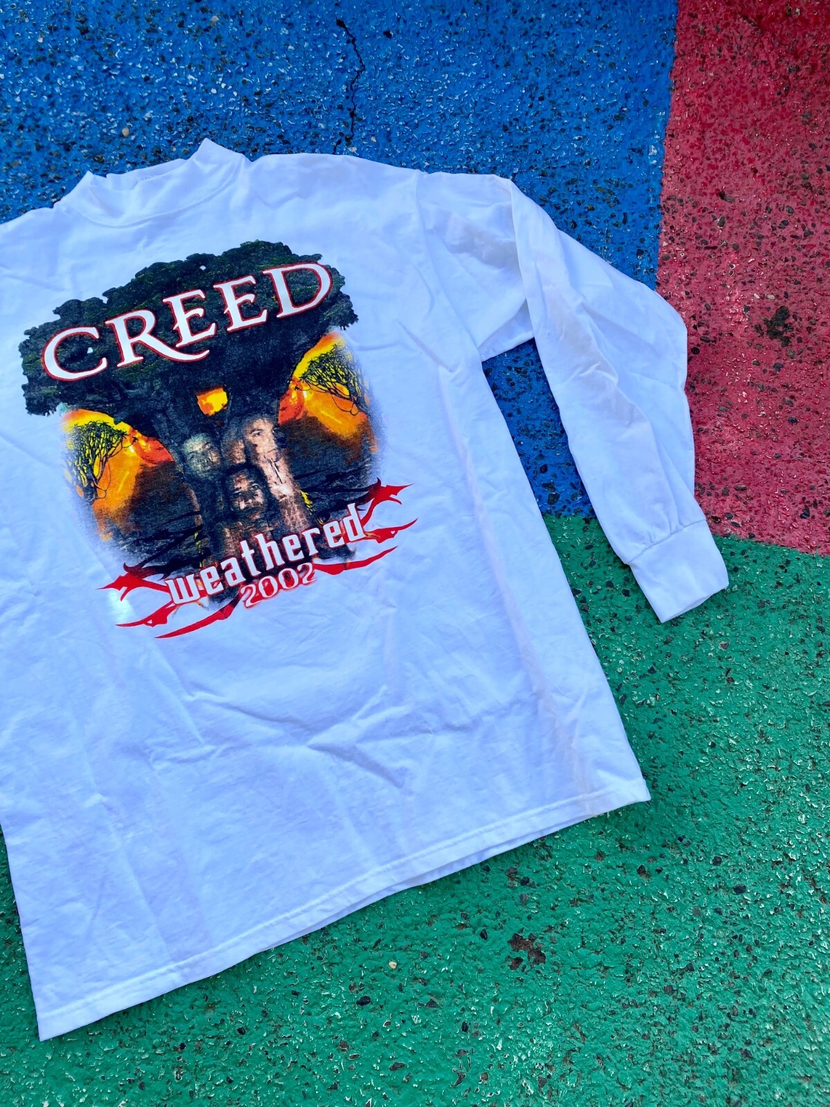 Vintage 2002 Creed Weathered Concert Tour Mock Neck L… - Gem