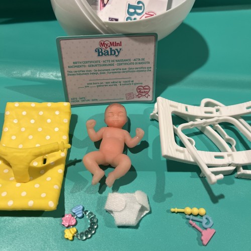 NEW! Zuru MY MINI BABY..YELLOW ROCKER BOUNCER/Light Skin Silicone Doll ...