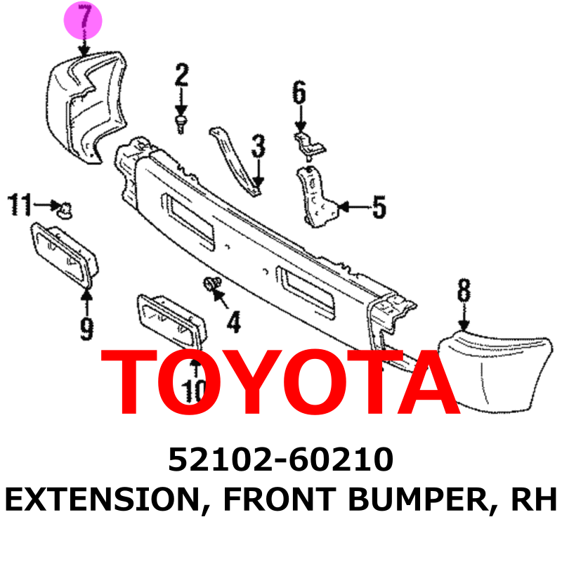 【NEW】Toyota Genuine Land Cruiser EXTENSION, FRONT BUMPER, RH 52102 ...