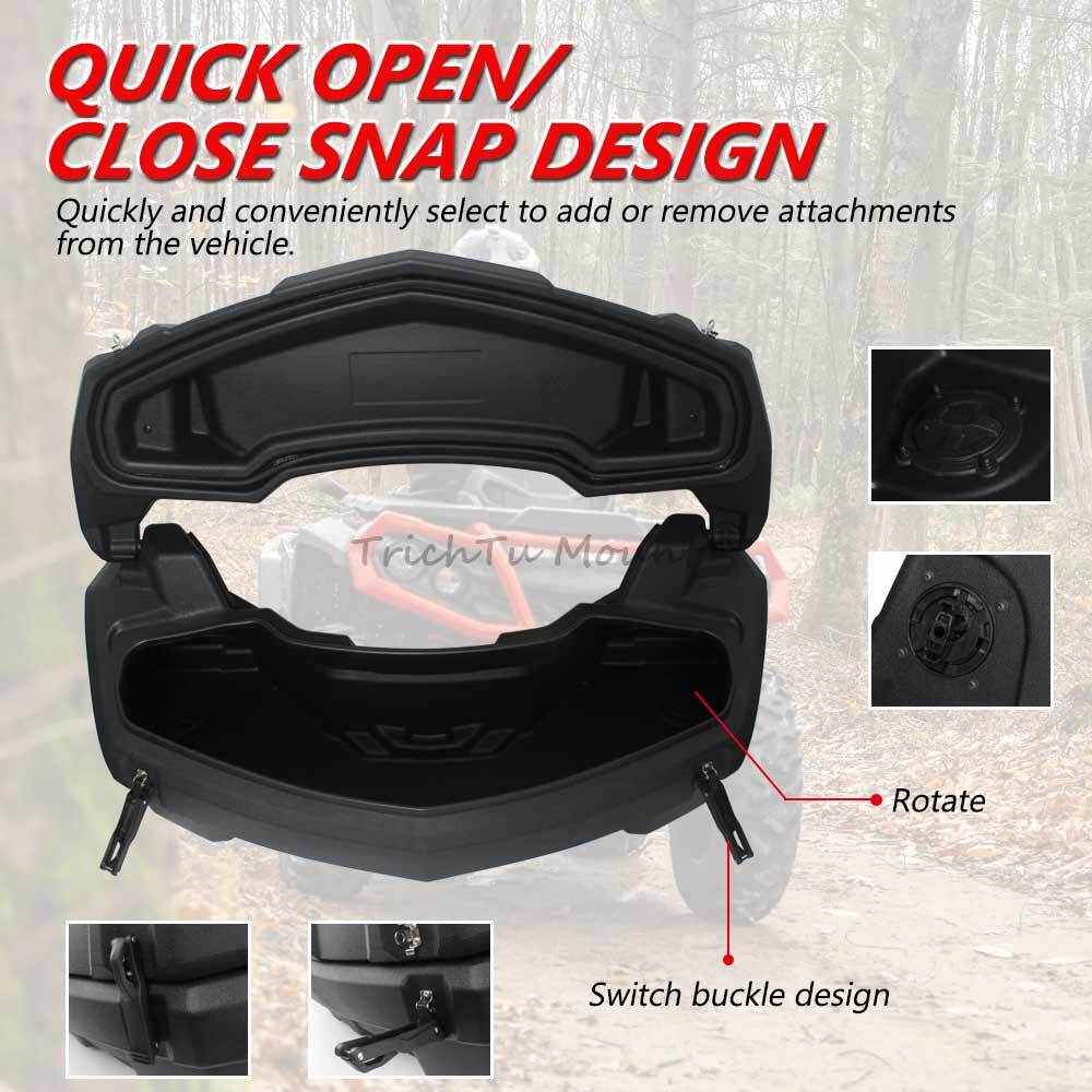 23 Gal 86L UTV Rear Cargo Storage Box For Can Am Maverick X3 Renegade ...