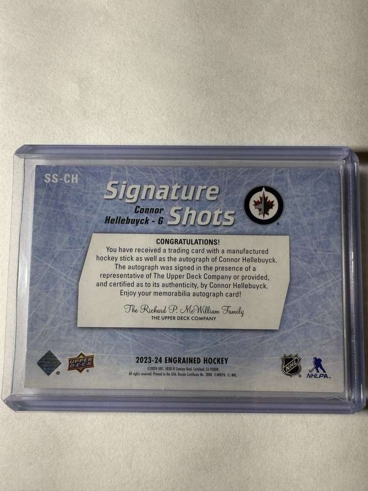 Upper Deck Engrained Signature Shots Connor Helleuyck Goalie Stick Auto 20/49 | eBay