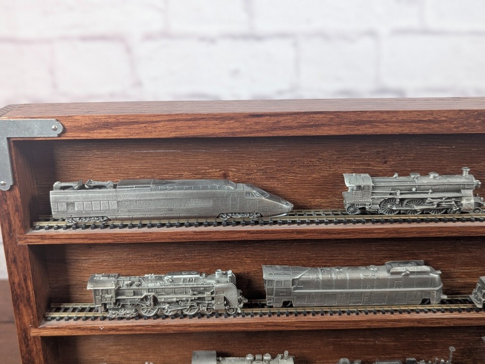 Franklin Mint Pewter Train Set w/ Wood Display World's Greatest ...