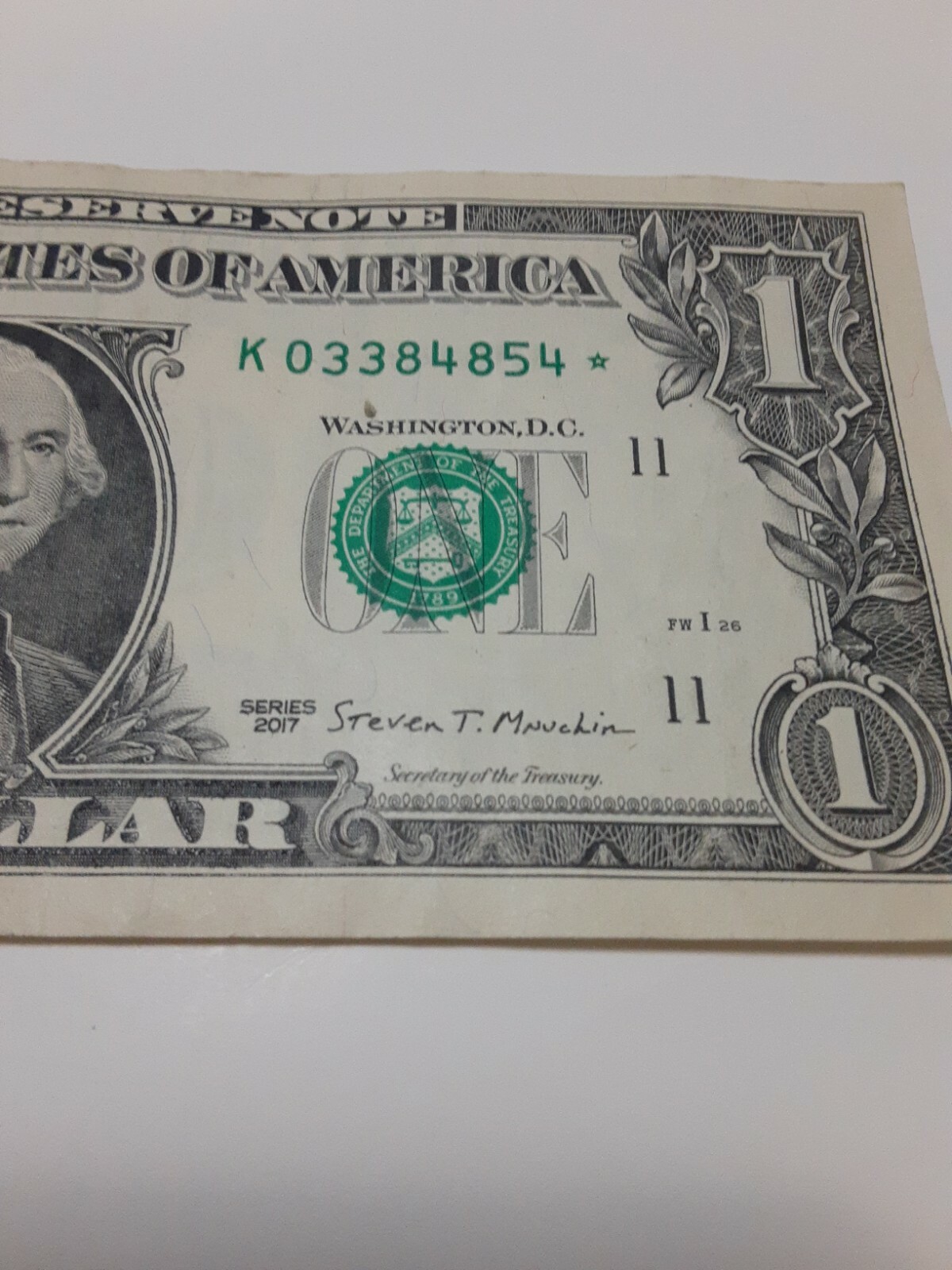 Star Note $1 Bill K 03384854 * 250K Run series 2017 K District FW Texas ...