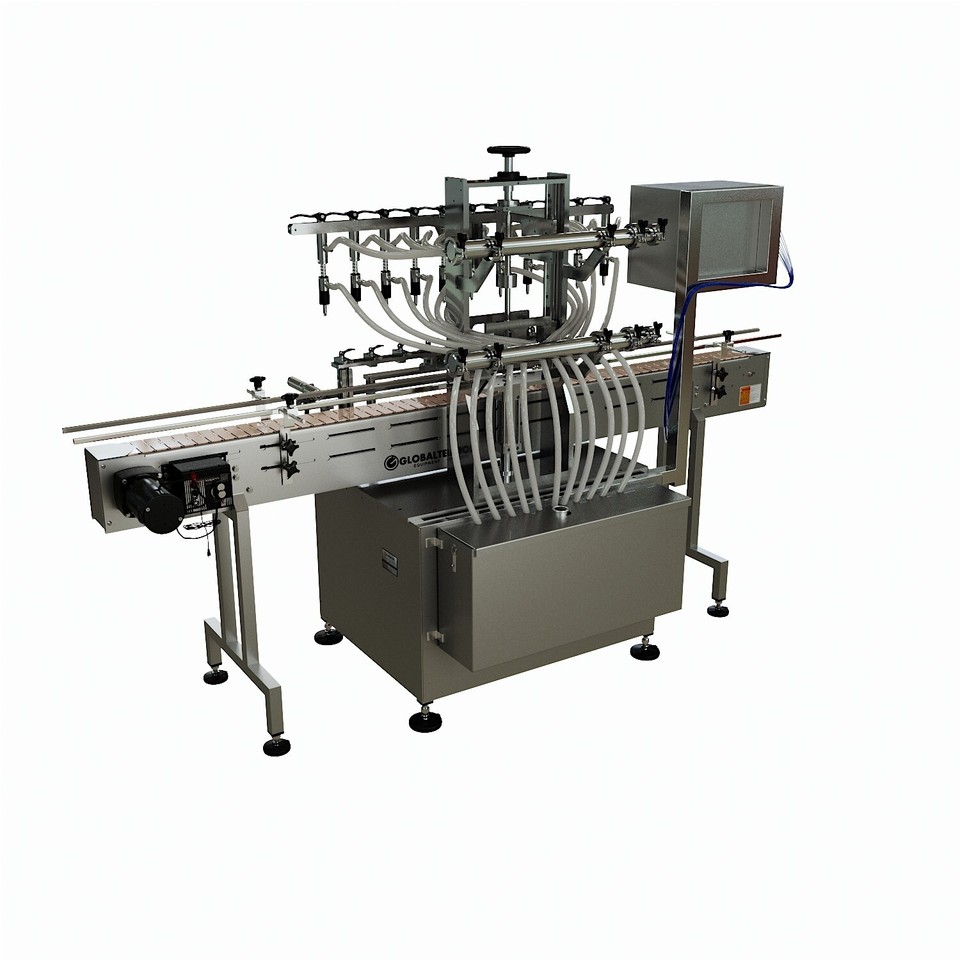 GlobalTek 11 Head Liquid Overflow Filler, Bottle Inline Filler, Filling ...