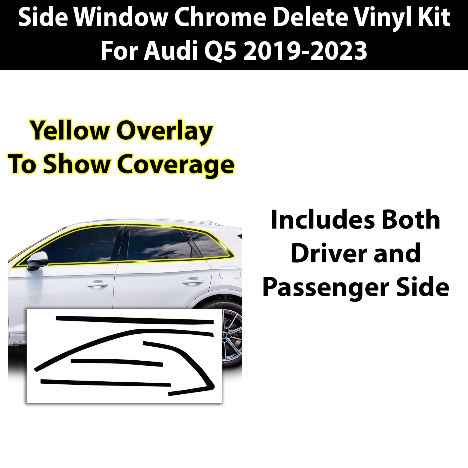 Fits Audi Q5 2019-2023 Side Window Chrome Delete Decal Blackout Vinyl ...