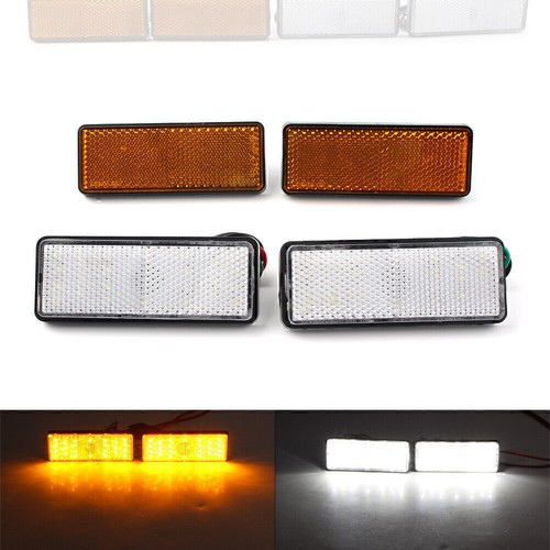 2 Pcs Universal Rectangle LED Reflector Turn Signal Tail Brake Light AU ...