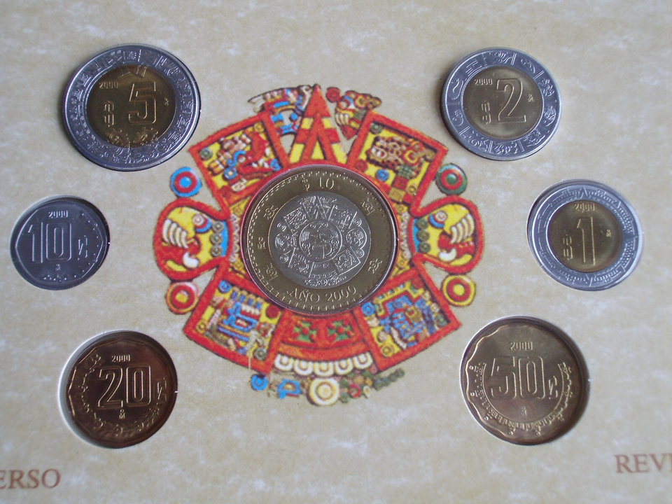 Mexico coin set 2000 BU 10 20 50 Centavos 1 Peso -10 Pesos United ...