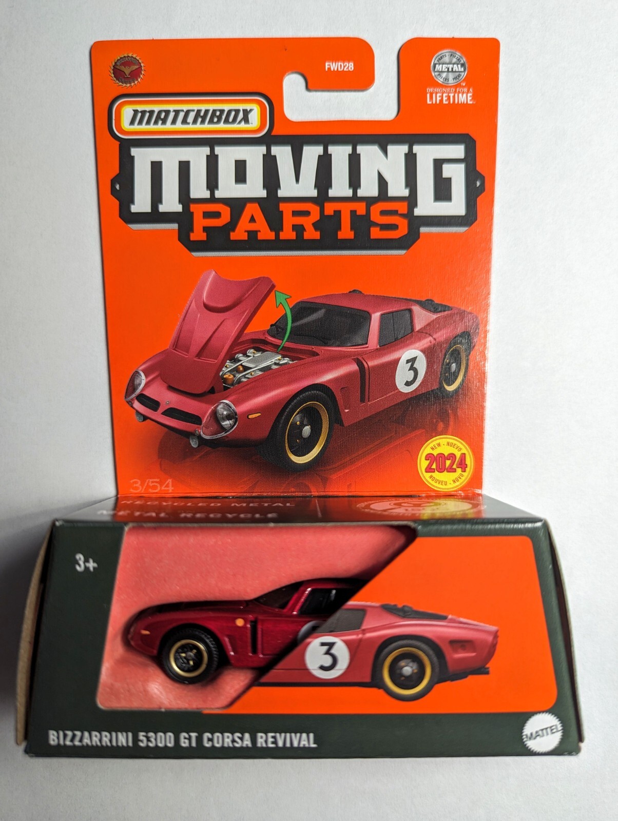 🔴 MATCHBOX Bizzarrini 5300 GT Corsa Revival Red Car Moving Parts HVM74 ...