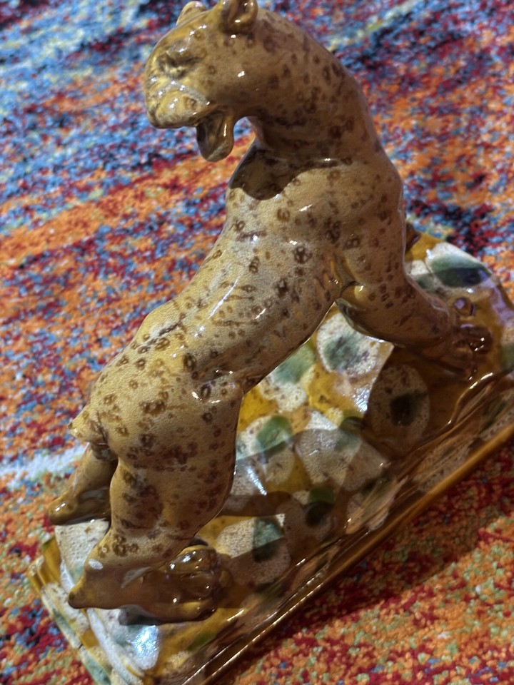 Vintage Mid Century Royal Haeger Tiger Leopard Ceramic Figurine MCM Set ...