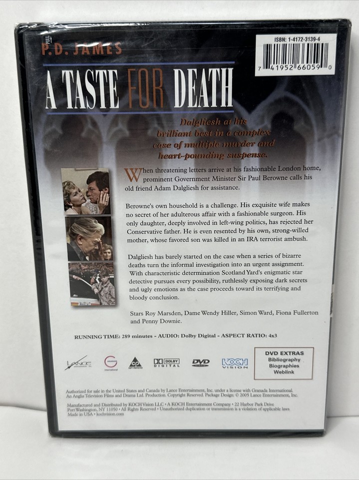 A Taste for Death (DVD 2005) 2 Disc Set P. D. James, Adam Dalgliesh ...