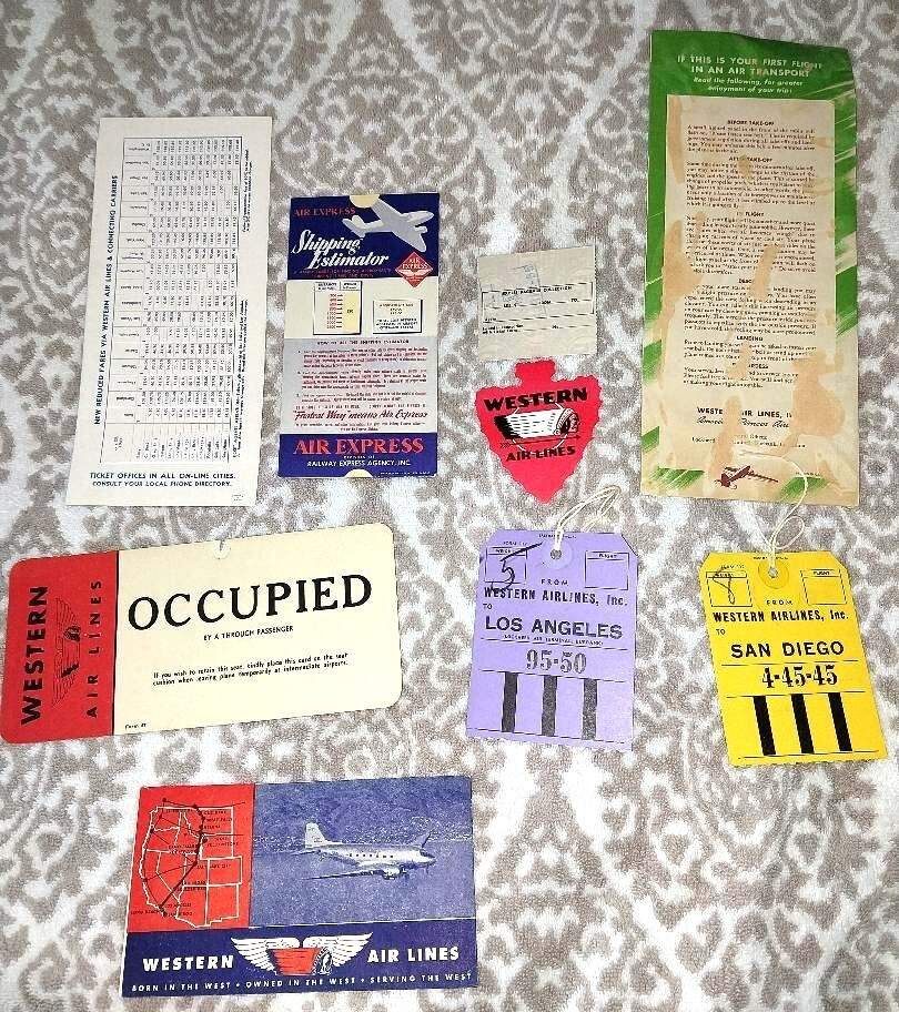Western Air Lines Souvenir Flight Packet 1943 w/Wartime Service ...