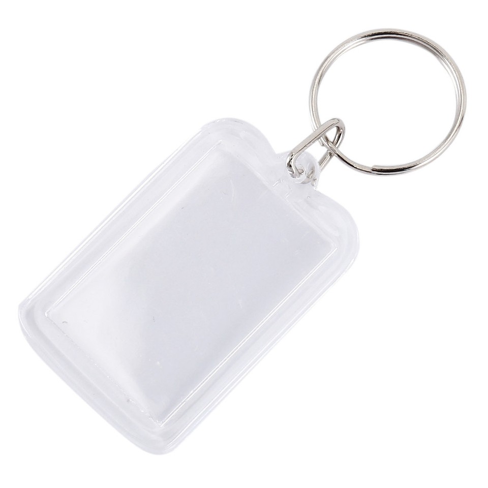 100X Clear Acrylic Blank Keyring Photo Insert Frame Keyrings DIY Key ...