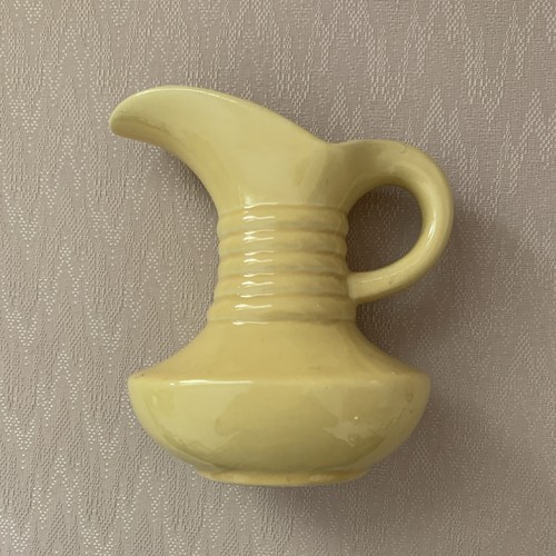 Mid Century Art Pottery Ring Neck Small Yellow Pitcher Vase ...