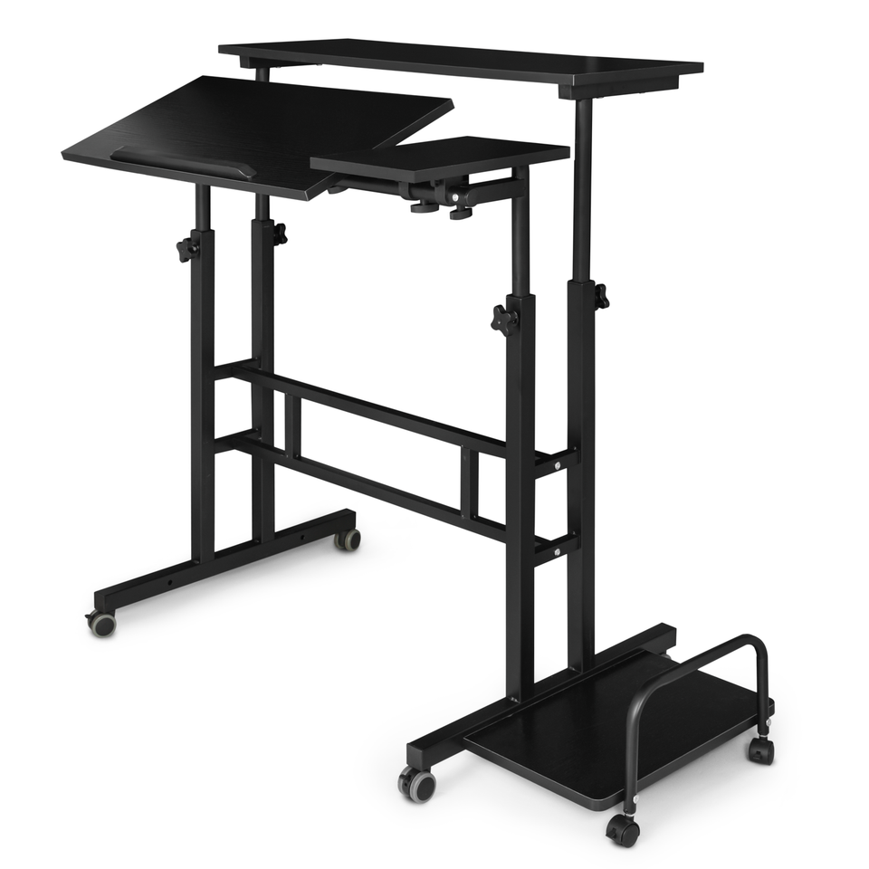 Rolling Adjustable Height Laptop Desk[MOUSE TRAY+CPU STAND]Workstation ...