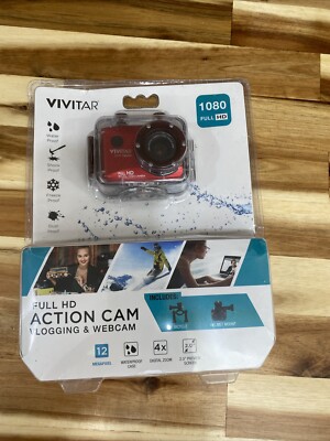 Vivitar Full HD Action Camera Red 12MP 1080p HD DVR786HD Waterproof w ...