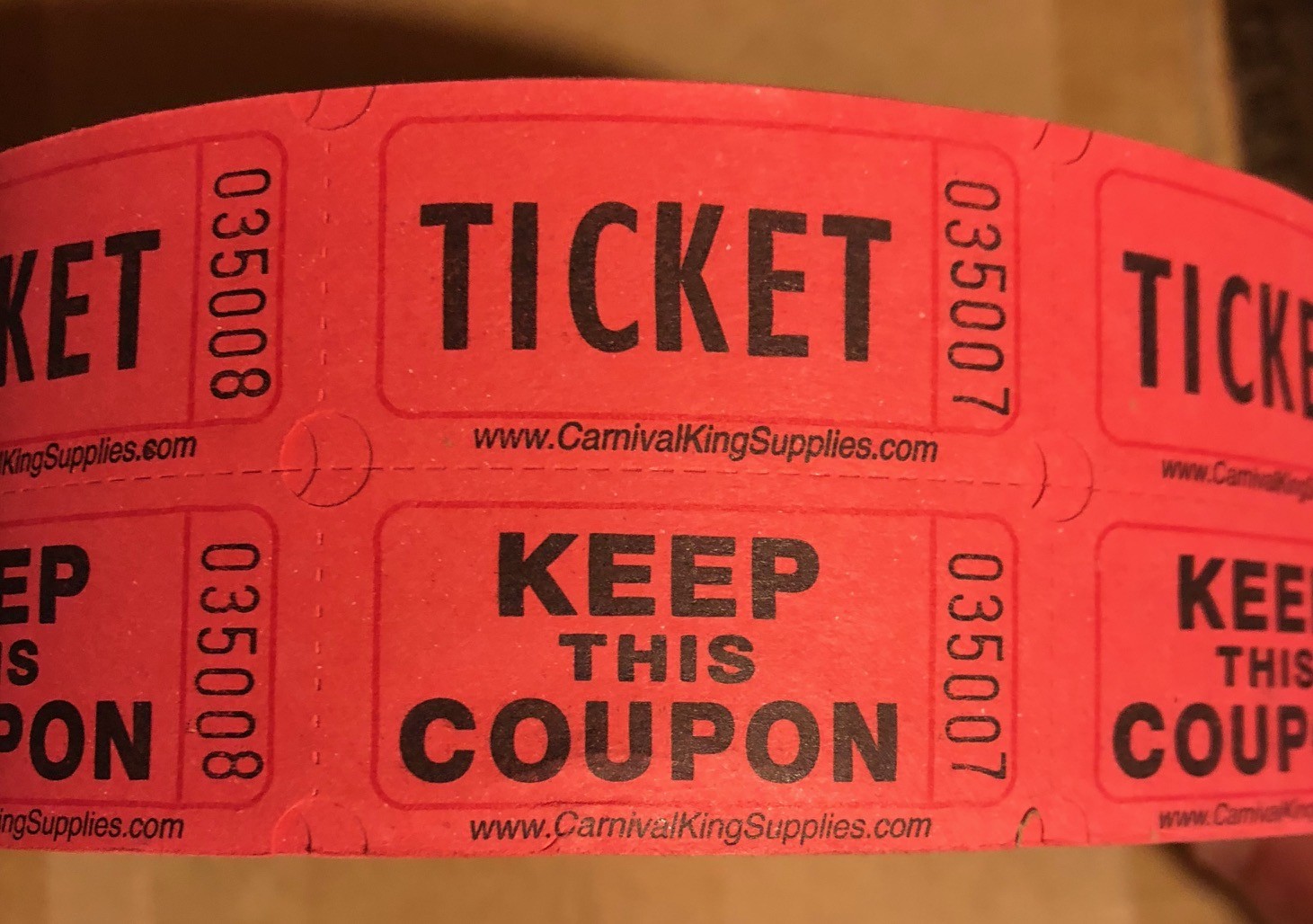 2000 DOUBLE STUB RAFFLE TICKETS ROLL - PARTY FAVORS PRIZES CARNIVAL ...