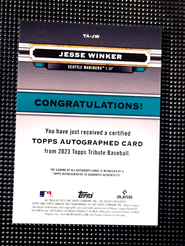 JESSE WINKER 2023 Topps Tribute Autograph Auto Green #/99. Mariners ...