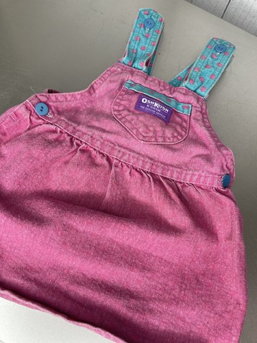 Vintage OshKosh B'gosh Pink Polka Dot Overall Dress 24 Months Union ...
