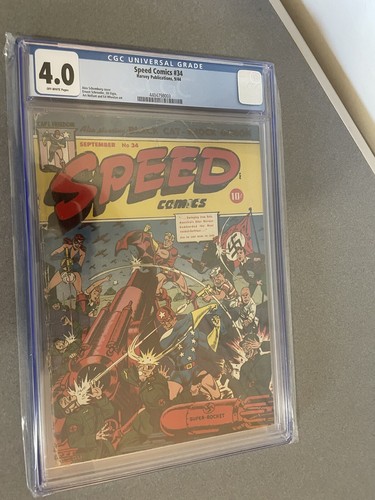 Speed Comics # 34_1944_WW II Cover By Alex Shomburg | eBay