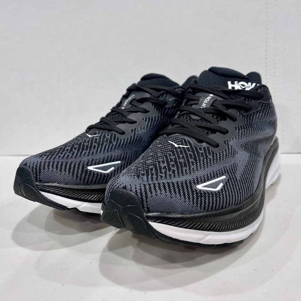 Men’s Size 9.5D HOKA ONE ONE Clifton 9 Running Shoes Black/White | eBay