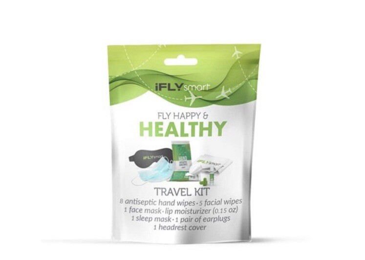 2x iFly Smart Fly Happy Healthy Travel Kit Hand Face Sleep Wipes Mask ...