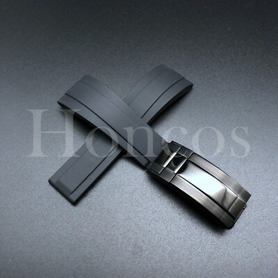 20 21 22MM Replacement Rubber Strap Deployment Clasp Fits Rolex ...