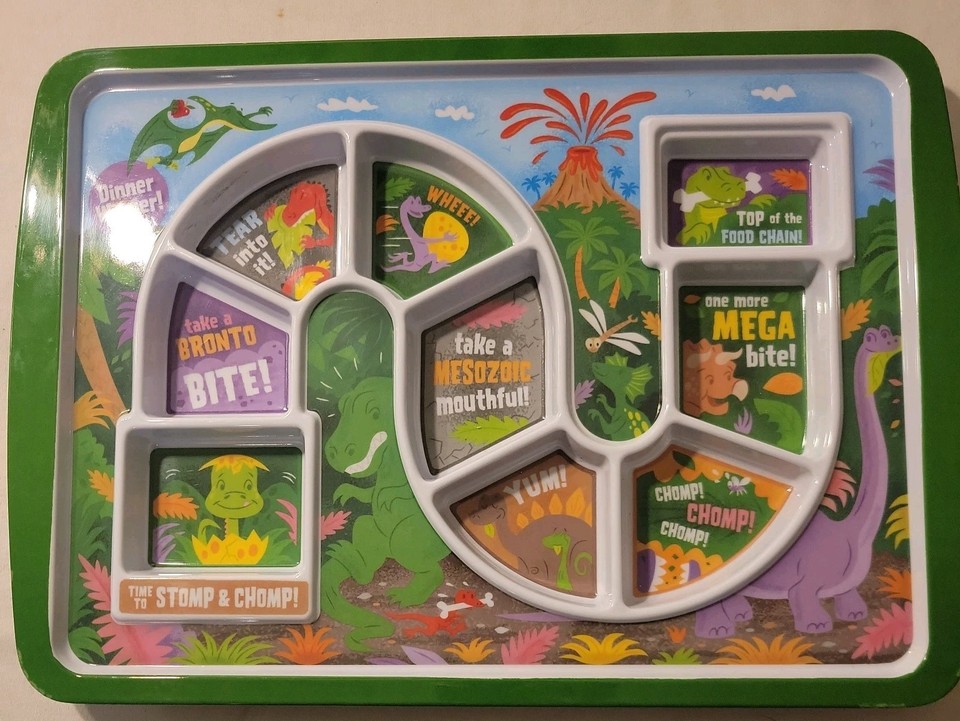 2 Fred Dinner Winner Kids Fun Game Plates: Dinosaur Picky Eater Autism ...