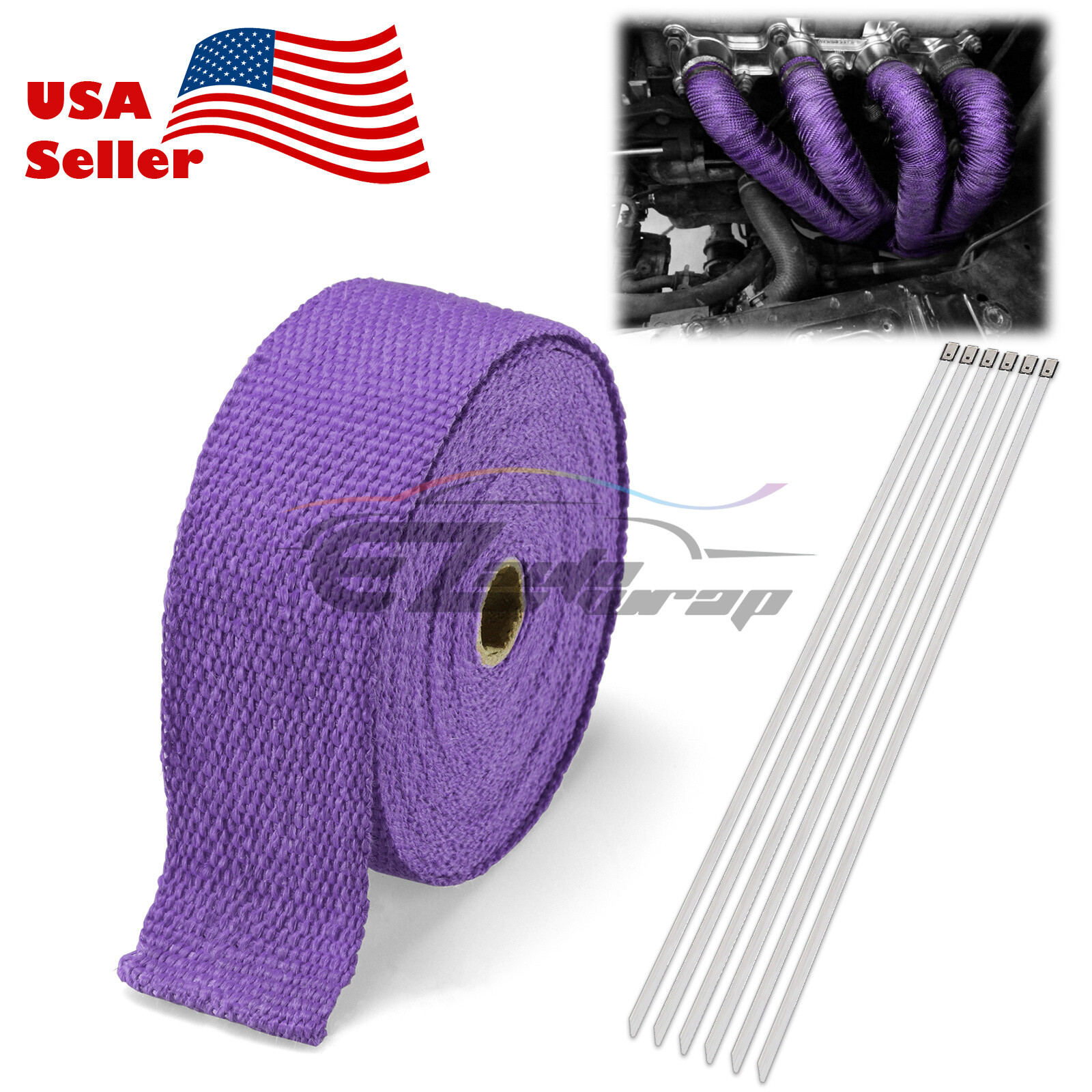 Purple Exhaust Pipe Insulation Thermal Heat Wrap 2"x50' Motorcycle ...